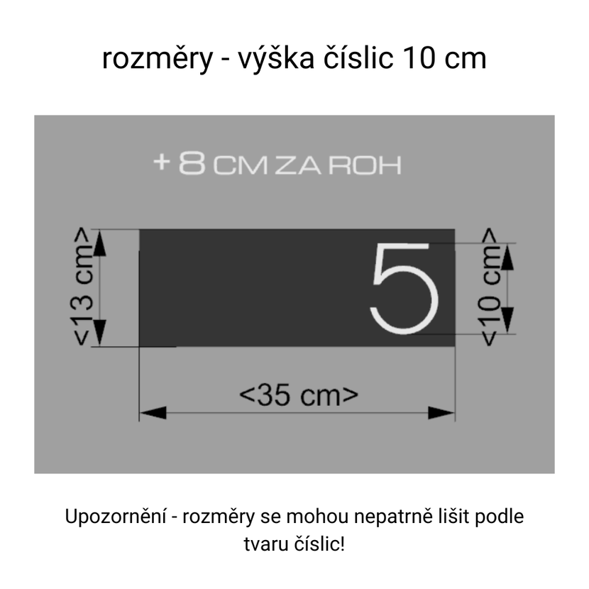 Rohová domovní deska s číslicemi – elegantní ART font ve štíhlém provedení