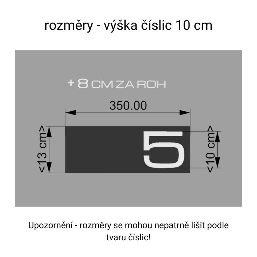 Stylová rohová deska s číslem – plastické 3D provedení bez vrtání