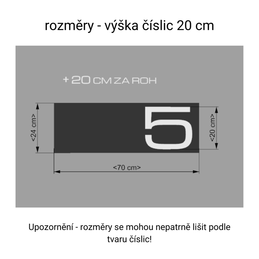 Stylová rohová deska s číslem – plastické 3D provedení bez vrtání
